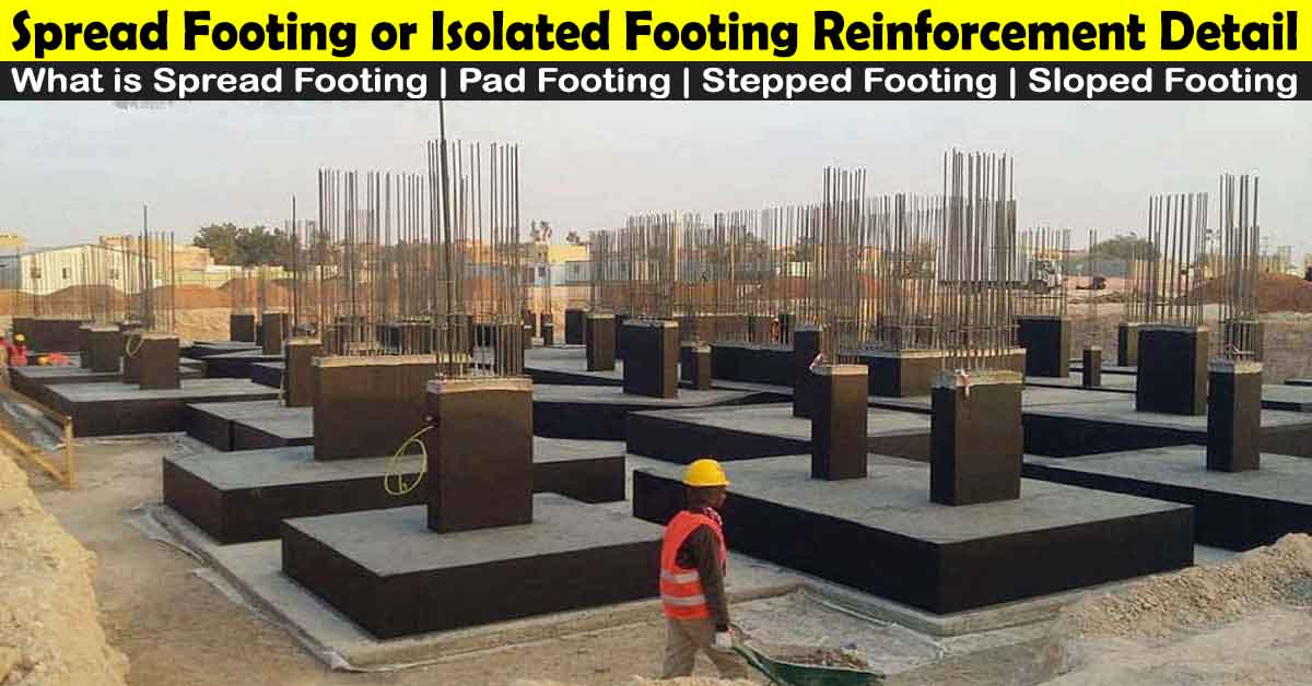 Spread Footing or Isolated Footing Reinforcement Detail