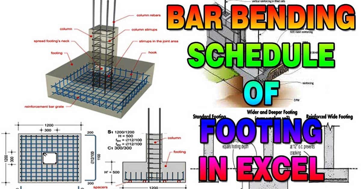 Bar Bending Schedule for footings | Steel Estimation for footings