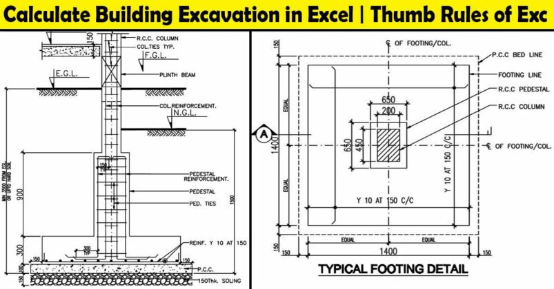 How to Calculate Building Excavation in Excel | Excavation as per IS Code