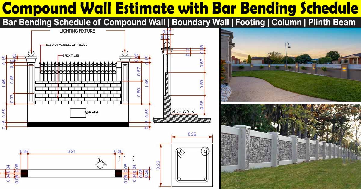 Compound Wall Estimate Guide with Bar Bending Schedule